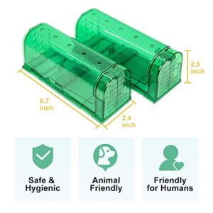 Vihoo Humane Mouse, mice, Rat, Trap, Catch, Release, Live Mouse Trap, House, Garage, Patio, Reusable, Indoor, Outdoor. (6 Pack), Green (HGMT002)