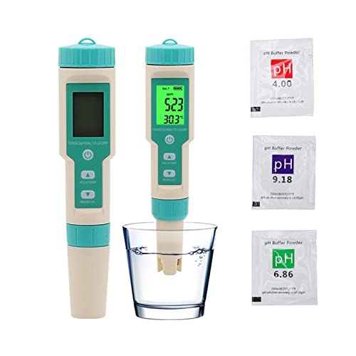 Water Quality Tester, ORP PH TDS Temp EC Salinity SG 7 in 1, Accurate LCD Digital Water Meter Pen with Detection Powder, for Drinking Water, Aquariums