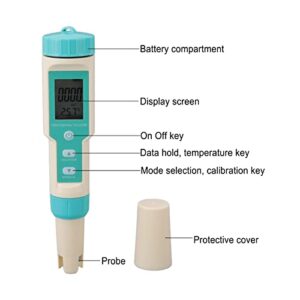 Water Quality Tester, ORP PH TDS Temp EC Salinity SG 7 in 1, Accurate LCD Digital Water Meter Pen with Detection Powder, for Drinking Water, Aquariums