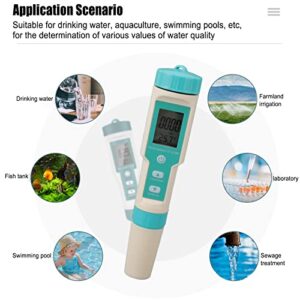 Water Quality Tester, ORP PH TDS Temp EC Salinity SG 7 in 1, Accurate LCD Digital Water Meter Pen with Detection Powder, for Drinking Water, Aquariums