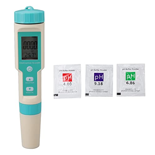 Water Quality Tester, ORP PH TDS Temp EC Salinity SG 7 in 1, Accurate LCD Digital Water Meter Pen with Detection Powder, for Drinking Water, Aquariums