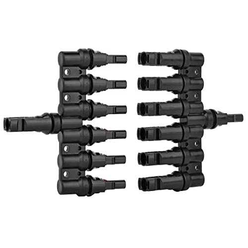 1 to 6 Solar Panel Connector - 6 Way Y Branch DIY Mount Tool Solar Parallel Connector in Pair - Solar Wire Connectors for Connection Between Solar Panels