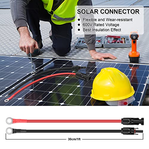 iGreely 10 Gauge Wire Solar to O Ring Cable Solar Panel Adapter Kit Cable Connetor for RV Solar Charge Controller Solar Generator Inverter Battery Pack Charger 10AWG 1Ft