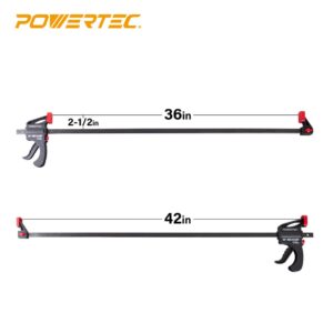 POWERTEC 71789 12", 24" and 36" Bar Clamps with Spreader, Trigger Clamps for Woodworking, One-Handed Carpenter Quick Clamp Sets for Gluing, Wood Clamps for Woodworking Tools, 6 pack