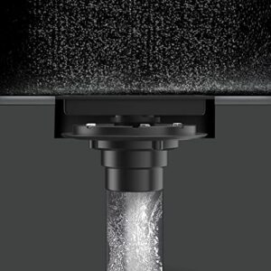 EXF Square Shower Floor Drain 6 Inch Matte Black, Stainless Steel Shower Drain Kit with Flange, Removable Floral Pattern Drain Cover, Hair Strainer