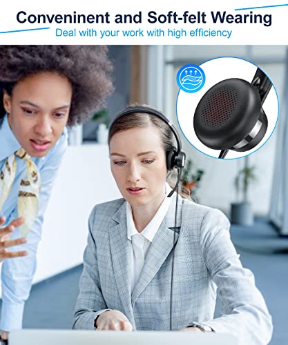 Link Dream USB Headset with Microphone in-line Controls & Ultar Comfort Wired Computer Headset for PC, Business, Office, Call Center, UC, Skype, Zoom, Webinar, Home (Monaural Style)