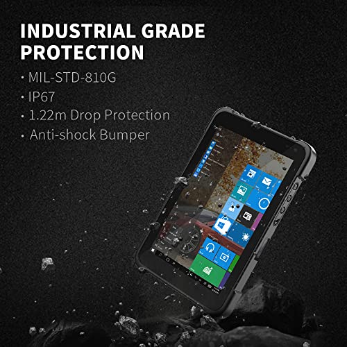 ThinKol 8" Industrial Rugged Tablet for Enterprise Mobile Field Work, Rugged Touchscreen Tablet with NFC, GPS, WiFi, IP67, 1D Scanner, Car Holder, Docking Charger (Android 4GB 64GB)