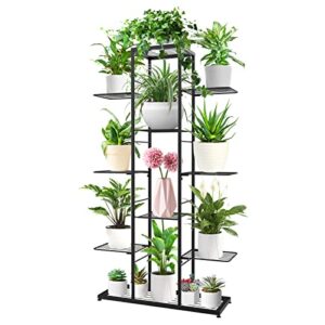 10 tier 12 potted metal plant stand shelf for indoor and outdoor plants, laszola plant shelves multiple flower pots holders indoor plant stands rack display for patio garden corner balcony (10 tier