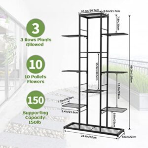 10 Tier 12 Potted Metal Plant Stand shelf for Indoor and Outdoor Plants, LASZOLA Plant Shelves Multiple Flower Pots Holders Indoor Plant Stands Rack Display for Patio Garden Corner Balcony (10 Tier