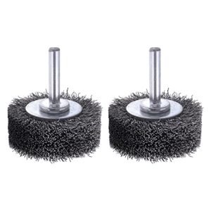 2 pack wire wheel brush wire wheel brush for drill attachment, rocaris 2 inch heavy duty wire brushes removal paint rust & corrosion, 0.0118" carbon steel wire, 1/4in shank, 20000rpm