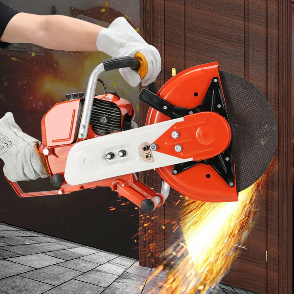 95CC 2Stroke Gas Concrete Masonry Brick Saw Cutter Circular Saw Concrete Stone Cutting Machine Metal Cement Steel Cut Off Saw Wet/Dry w/ 12"+Blade