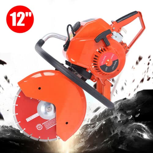 95CC 2Stroke Gas Concrete Masonry Brick Saw Cutter Circular Saw Concrete Stone Cutting Machine Metal Cement Steel Cut Off Saw Wet/Dry w/ 12"+Blade