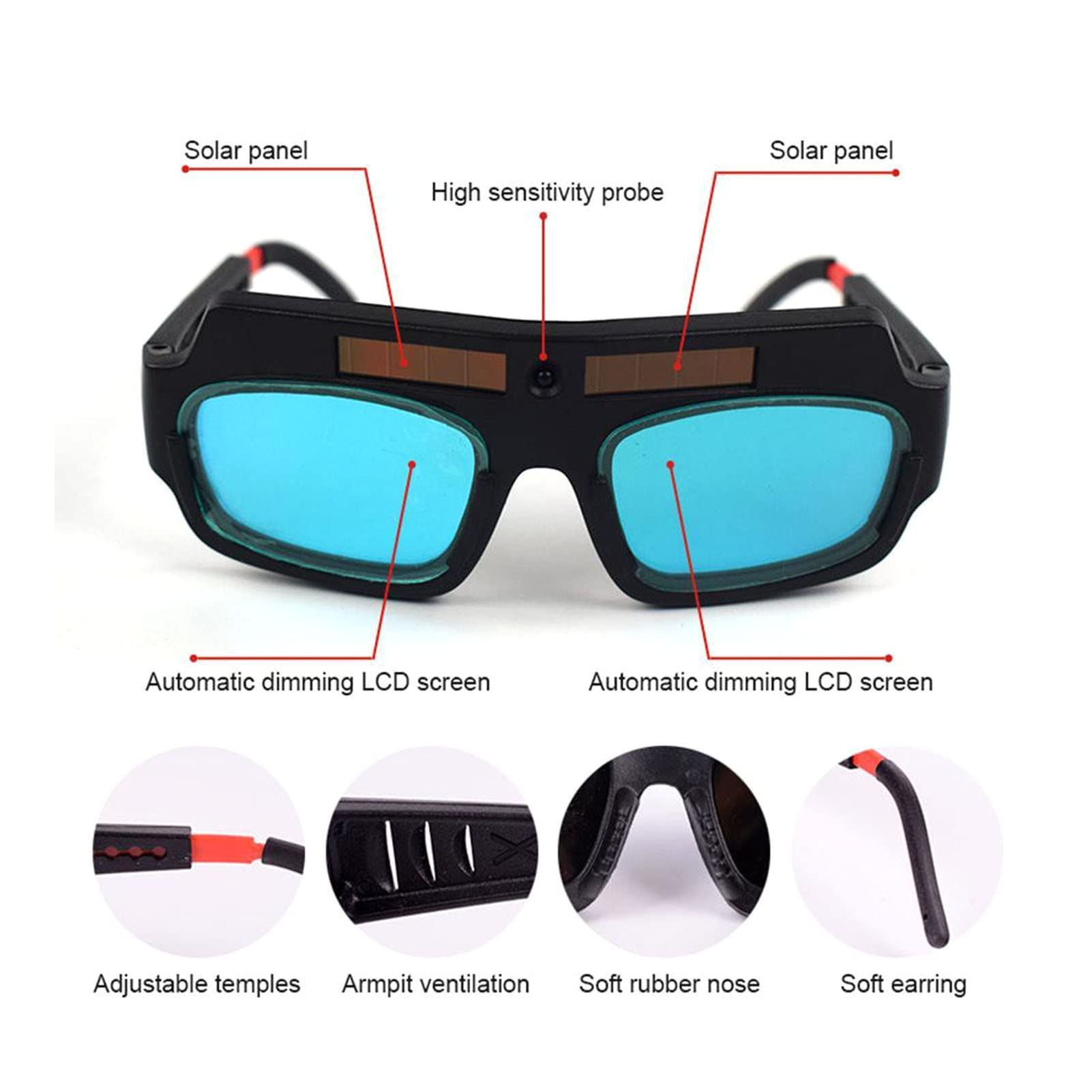 Auto Darkening Welding Goggle Solar Eye Protective Block Slag PC Glasses for Welder Soldering Filter Harmful Light