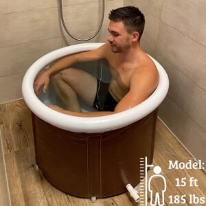 Foldable Portable Bathtub for Adults | Bath Tub for Shower Stall and Small Bathrooms 1ft 10in*2ft 5.5in (Height*Diameter) Cold Ice Bathtub for athletes | Japanese Soaking | Outdoor Pool