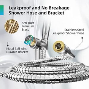 BESAQUO Shower Head,10 Functions High Pressure shower head with handheld, Built-in Pause Mode & 2 Power Wash, Non-Clogging Nozzles High Flow Hand Held, Leakproof 6.5ft Hose&Metal Bracket