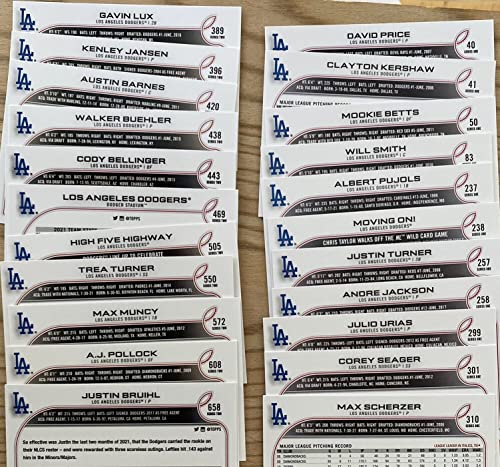 Los Angeles Dodgers 2022 Topps Complete Mint Hand Collated 22 Card Team Set Featuring Mookie Betts and Clayton Kershaw Plus Rookie Cards and Others