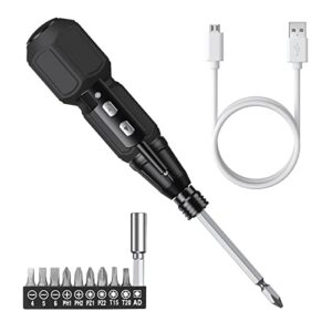 jxtz electric screwdriver set, rechargeable cordless power screwdriver with 9 screwdriver bits, led light, auto & manual mode for smartphone, game console, camera, clock, laptop, home repair tool kit