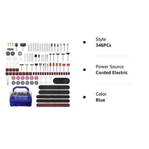 346pcs Rotary Tool Accessories Kit, HARDELL Power Rotary Tool Bits 1/8-inch Diameter Shanks Universal Fitment for Easy Cutting, Grinding, Sanding, Sharpening, Carving and Polishing