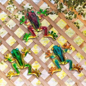 dreamskip Frog Decor, Outdoor Wall Art, Frog Gifts, Metal Frog Wall Decor for Fence, Garden, Patio, Yard, Outside (3 Pieces)