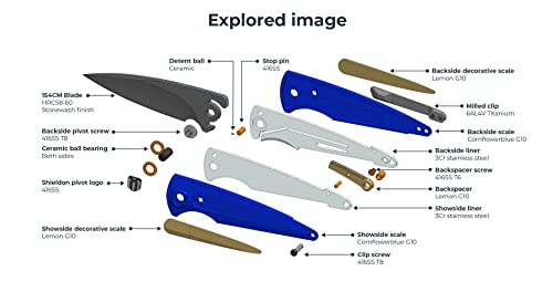 SHIELDON Colibri Pocket Knife 154CM Steel 2.91'' Blade G10 Handle Titanium Pocket Clip Folding Knife, Nested Liner Lock EDC Knife (stonewash)