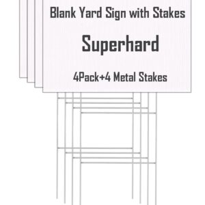 4 Pack Blank Yard Signs with Metal Stakes,17x12 Inches Corrugated Plastic lawn Yard Signs for Garage,Yard Sale,Outdoor