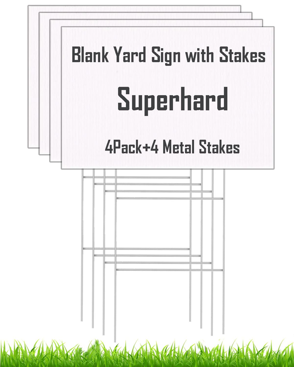 4 Pack Blank Yard Signs with Metal Stakes,17x12 Inches Corrugated Plastic lawn Yard Signs for Garage,Yard Sale,Outdoor