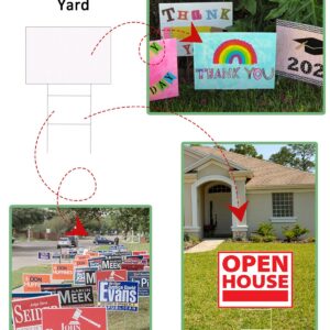 4 Pack Blank Yard Signs with Metal Stakes,17x12 Inches Corrugated Plastic lawn Yard Signs for Garage,Yard Sale,Outdoor