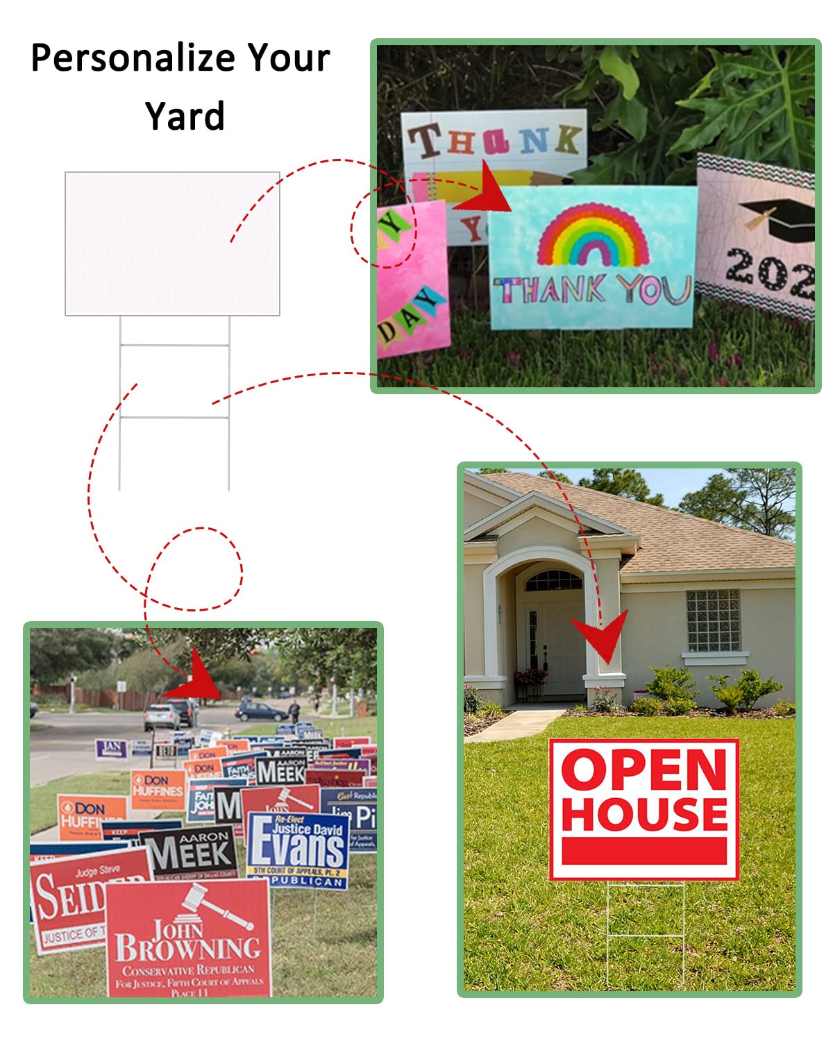 4 Pack Blank Yard Signs with Metal Stakes,17x12 Inches Corrugated Plastic lawn Yard Signs for Garage,Yard Sale,Outdoor