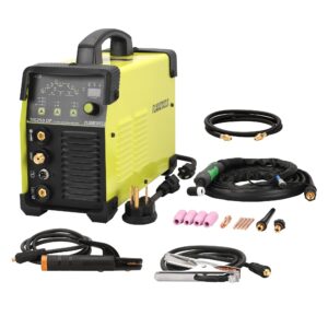 flameweld tig welder machine - tig250dp 250amps hf tig/spot tig/pulse tig/mma tig welder with igbt inverter, 110v/220v dual voltage welding machine