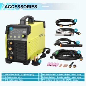 Flameweld Tig Welder Machine - TIG250DP 250Amps HF TIG/Spot TIG/Pulse TIG/MMA TIG Welder with IGBT Inverter, 110V/220V Dual Voltage Welding Machine