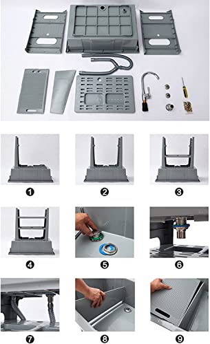 CYRUX Stainless steel kitchen sink,Laundry Tub Utility Sink Wash Basin, Freestanding Wash Station with Washboard and Faucet kit, Laundry Pool Bathroom Cleaning Basin Slop Vessel Sink, for Gard, Blue