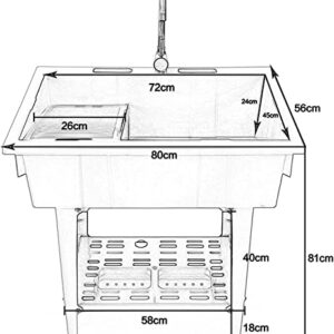 CYRUX Stainless steel kitchen sink,Laundry Tub Utility Sink Wash Basin, Freestanding Wash Station with Washboard and Faucet kit, Laundry Pool Bathroom Cleaning Basin Slop Vessel Sink, for Gard, Blue