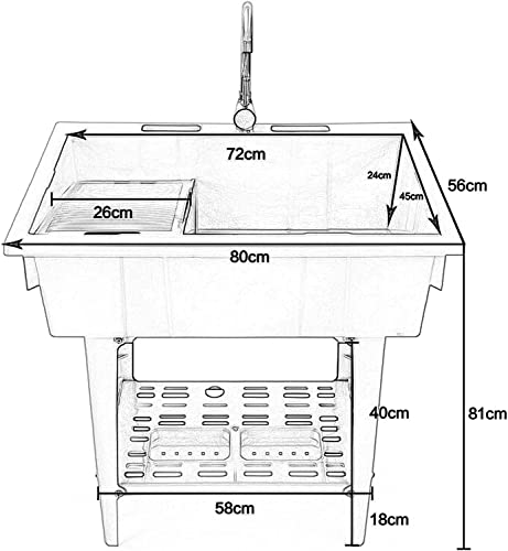 CYRUX Stainless steel kitchen sink,Laundry Tub Utility Sink Wash Basin, Freestanding Wash Station with Washboard and Faucet kit, Laundry Pool Bathroom Cleaning Basin Slop Vessel Sink, for Gard, Blue