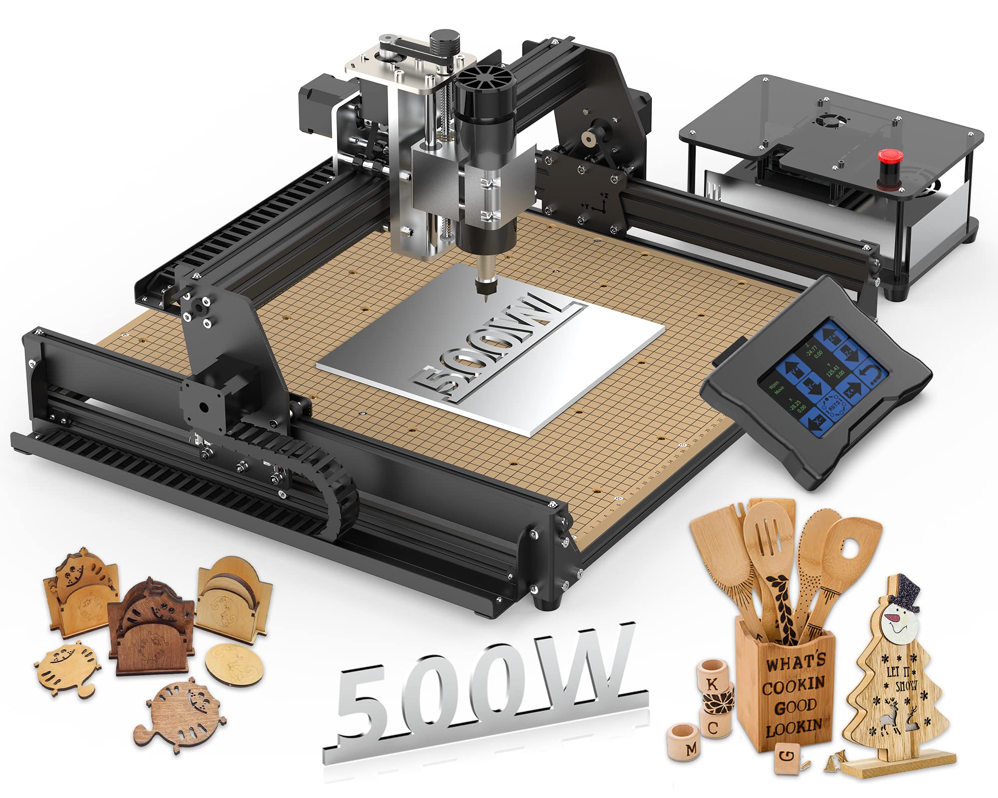 500W CNC Router Machine, MYSWEETY 4540 CNC Wood Router 3 Axis Metal Milling Machine for Engraving Carving Wood Acrylic MDF PCB Plastic, Working Area: 430 * 390 * 90mm(16.9 * 15.4 * 3.5inch)