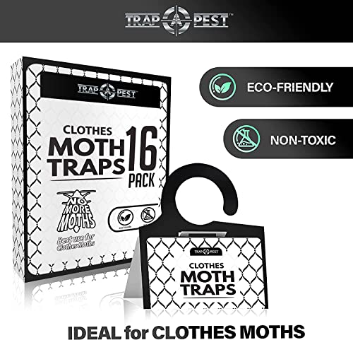 Clothing Moth Traps 16 Pack - Non Toxic Moth Traps for Clothes with Pheromone Attractant - Closet Moth Traps Odorless Sticky Traps for Closet, Carpets - Trap a Pest