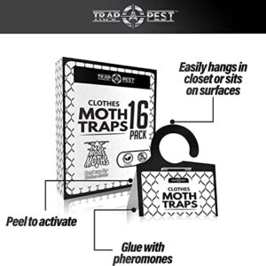 Clothing Moth Traps 16 Pack - Non Toxic Moth Traps for Clothes with Pheromone Attractant - Closet Moth Traps Odorless Sticky Traps for Closet, Carpets - Trap a Pest