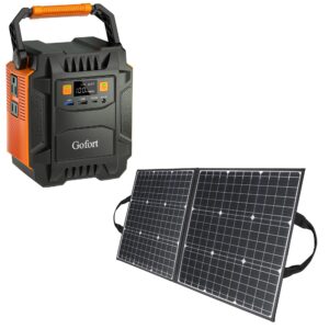 gofort portable power station 172.8wh & 100w 18v portable solar panel foldable solar charger with usb 18v dc qc 3.0 output