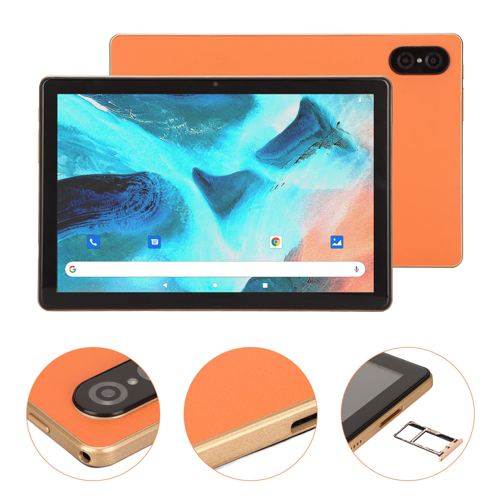 10.1in Tablet PC Android 11, Octa Core Tablets, 6GB RAM 128GB ROM, IPS FHD LCD Touchscreen, HD Camera, 5G WiFi, BT, 7000mAh Battery, 4G Call Tablet with Leather Shell (USB C)