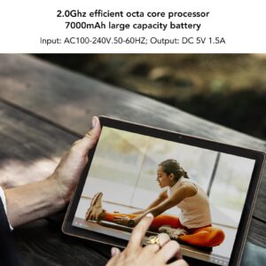 10.1in Tablet PC Android 11, Octa Core Tablets, 6GB RAM 128GB ROM, IPS FHD LCD Touchscreen, HD Camera, 5G WiFi, BT, 7000mAh Battery, 4G Call Tablet with Leather Shell (USB C)