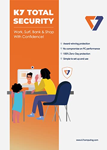 K7 Total Security Antivirus 2023 for Windows laptop/pc |4 User, 1 years| Antivirus, Internet security,Data security,Threat Protection|24hr Email Delivery