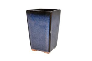 4.5'' tall purple & blues reactive glaze rectangle shape bonsai cactus planter plant pot, blues & purples