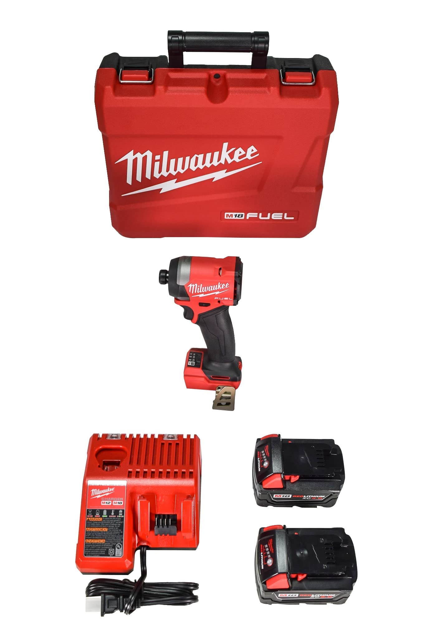 Milwaukee 2953-22 18V Cordless Brushless 1/4" Hex Impact Driver Kit with (2) 5.0Ah Lithium Ion Batteries, Charger & Tool Case