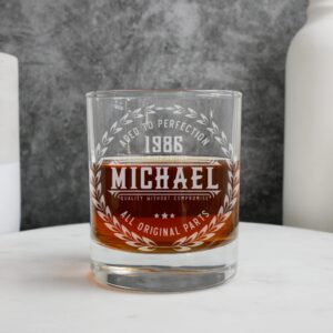 Personalized Whiskey Glasses - Customized Whiskey Gifts for Men - Custom Old Fashion Rocks Glass - Birthday, Anniversary, Christmas Gift for Men, Dad, Boyfriend - Monogrammed Mancave Gag Gifts for Him