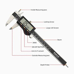 Digital Calipers 6 inch, Electronic Caliper Measuring Tool 150mm, Micrometer Fraction/Inch/mm with Large LCD Screen, Extreme Accuracy