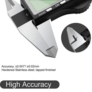 Digital Calipers 6 inch, Electronic Caliper Measuring Tool 150mm, Micrometer Fraction/Inch/mm with Large LCD Screen, Extreme Accuracy