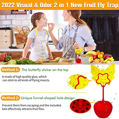 FGALL Fruit Fly Traps for Indoors,Fruit Flies Gnat Killer Yellow Sticky Traps,Effective Catcher Trap with Bait,Non-Toxic and Odorless Home,Kitchen,Plant,Indoor & Outdoor(2 Pack)