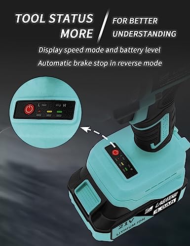 Cordless Impact Wrench,1/2 Impact Gun，850NM(627ft·lbs) High Torque 2200 RPM,Brushless Motor，with a 10C 4.0Ah Li-Ion Battery and Fast Charger，Suitable for family cars，Construction work on site