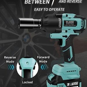 Cordless Impact Wrench,1/2 Impact Gun，850NM(627ft·lbs) High Torque 2200 RPM,Brushless Motor，with a 10C 4.0Ah Li-Ion Battery and Fast Charger，Suitable for family cars，Construction work on site