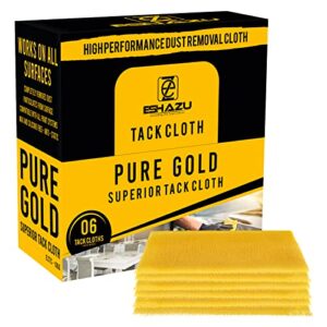 eshazu superior tack cloths (box of 06) - tack rags for woodworking and painters professional grade - removes dust, sanding particles, cleans surfaces - wax and silicone free, anti-static