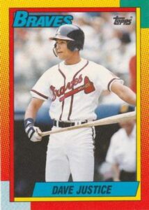 1990 topps traded #48t david justice nm-mt rc rookie atlanta braves baseball